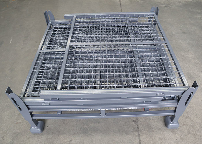 Collapsible Metal Mesh Industrial Stillages Pallets With Castors