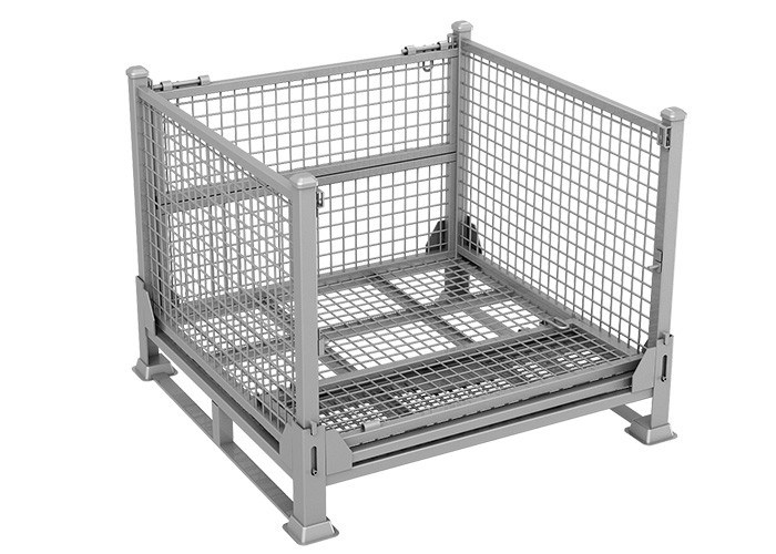 Collapsible Stillage Wire Mesh Pallet Cage Container 1T For Warehouse