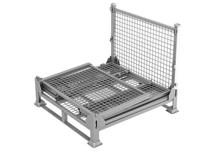 Collapsible Stillage Wire Mesh Pallet Cage Container 1T For Warehouse