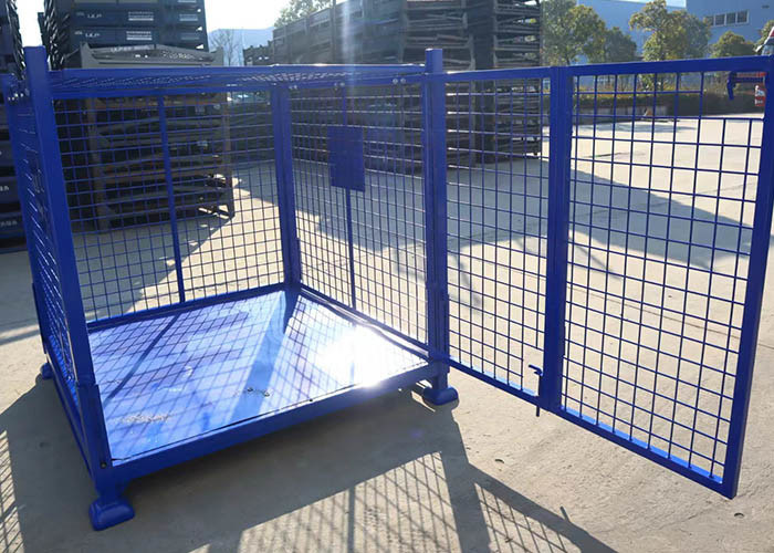 Full Security Metal Stillage Pallets Cage With Detachable Gates 2000Kg Load