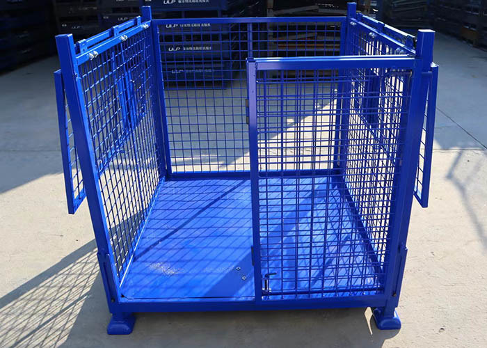 Full Security Metal Stillage Pallets Cage With Detachable Gates 2000Kg Load