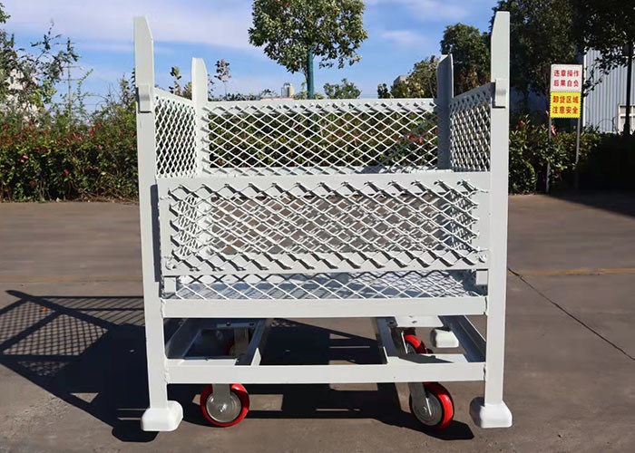 Industrial Mobile Rigid Mesh Stillage Pallet Cage Trolley With Castors