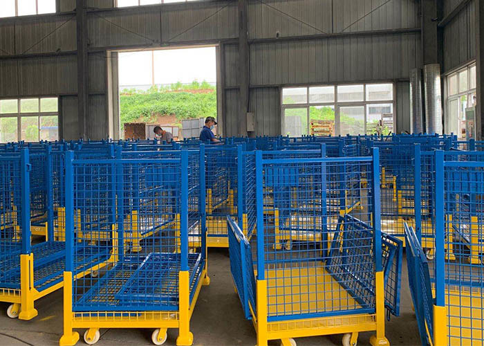 Collapsible Metal Mesh Industrial Stillages Pallets With Castors