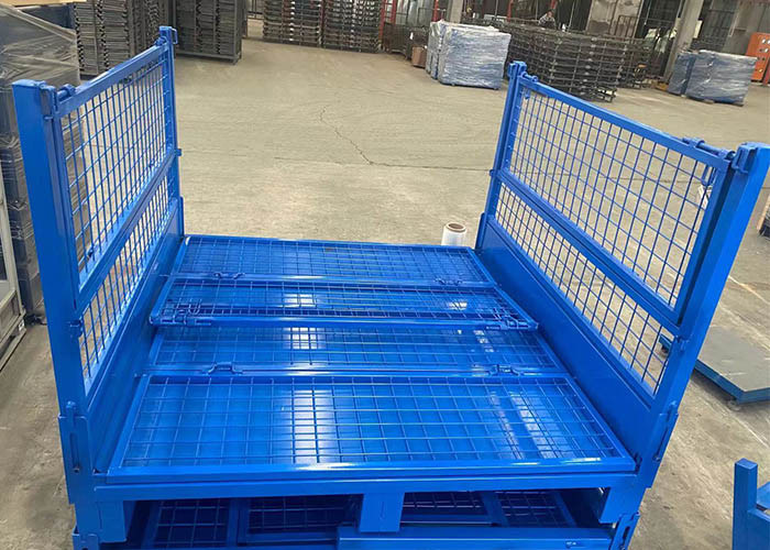 Warehouse Stillage Collapsible Pallet Cage For Lifting Steel Mesh