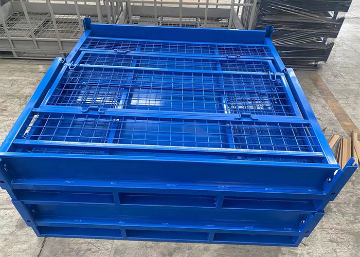 Warehouse Stillage Collapsible Pallet Cage For Lifting Steel Mesh