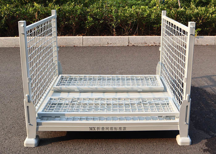 Custom Powder Coating Mesh Stillage For Forklift Transportation
