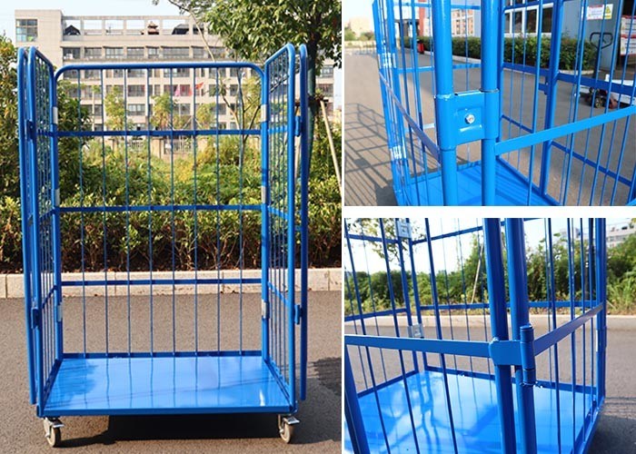 Lockable Mobile Storage Roll Cage Pallets Trolley Full Security