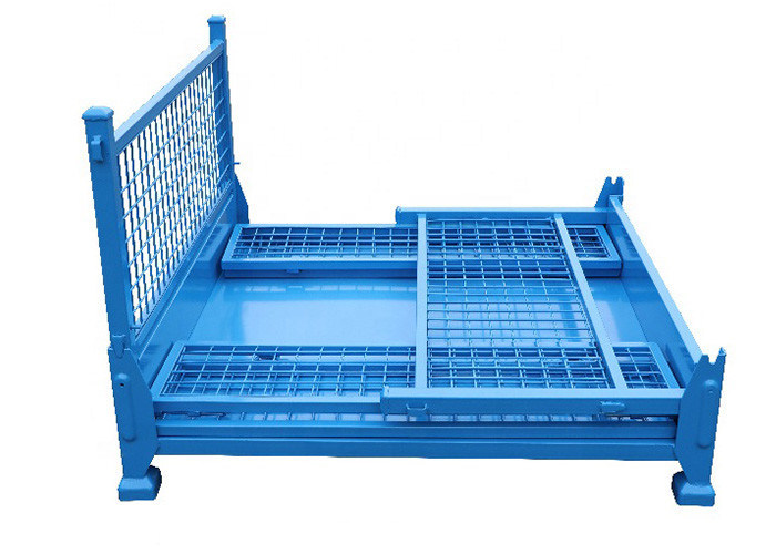 Welded Metal Stillage Pallet With Cage With Mesh Sides And Sheet Steel Base