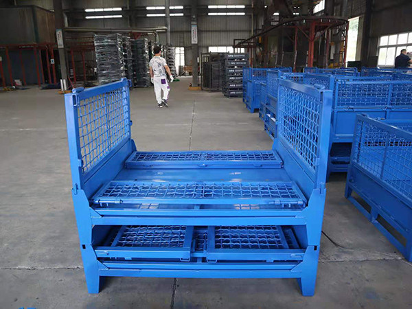 2 - 4 Layers Foldable Wire Mesh Pallet Cage For Warehouse Storage