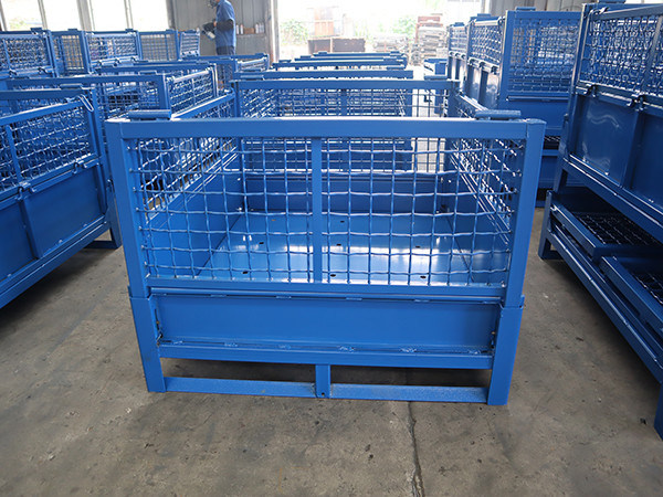2 - 4 Layers Foldable Wire Mesh Pallet Cage For Warehouse Storage