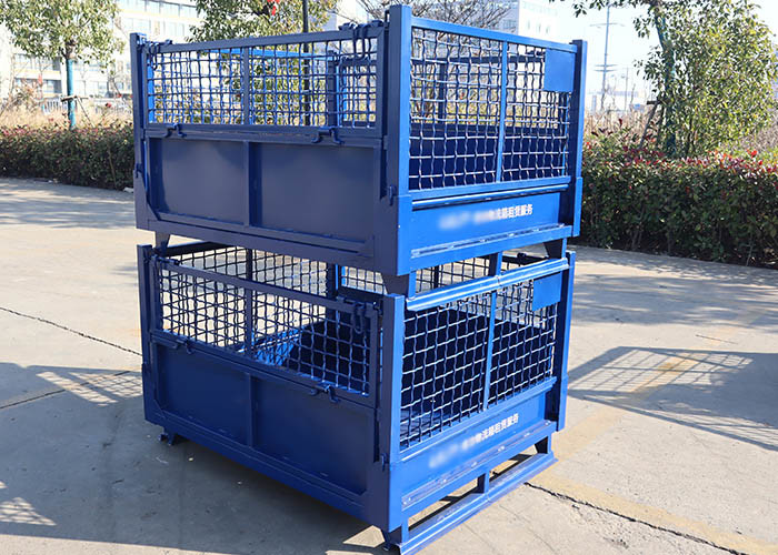 Anti Corrosion Storage Steel Pallet Cages Container Half Open Gates