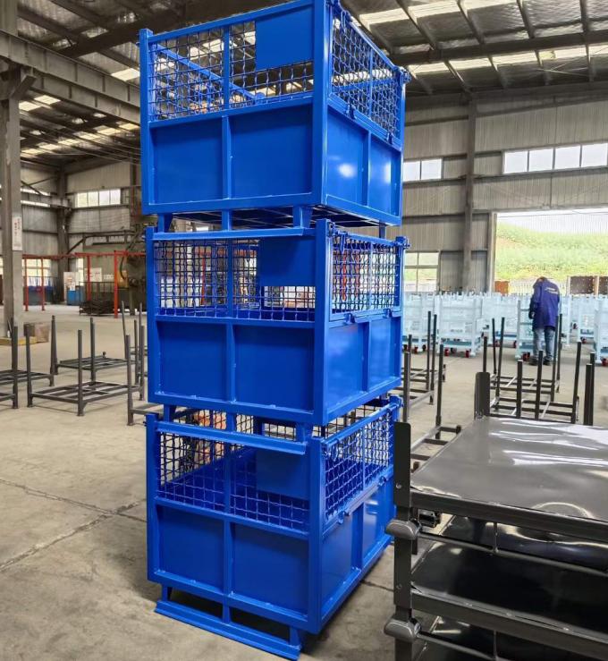 Lockable Pallet Storage Cage Woven Wire Mesh Inter Stackable