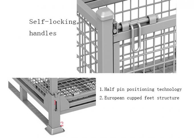 Wire Metal Cages And Pallets Lockable Stillage With Detachable Doors