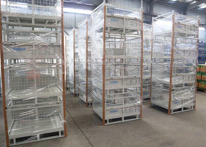 Self Locking Wire Mesh Pallet Cage Storage Boxes Rigid Stillage