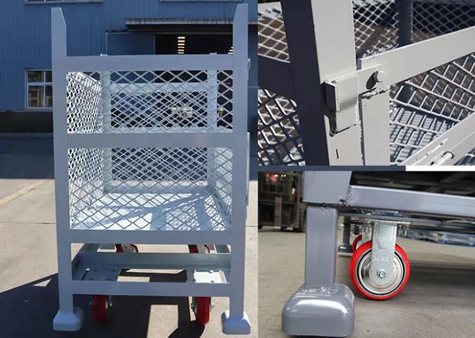 Industrial Mobile Rigid Mesh Stillage Pallet Cage Trolley With Castors