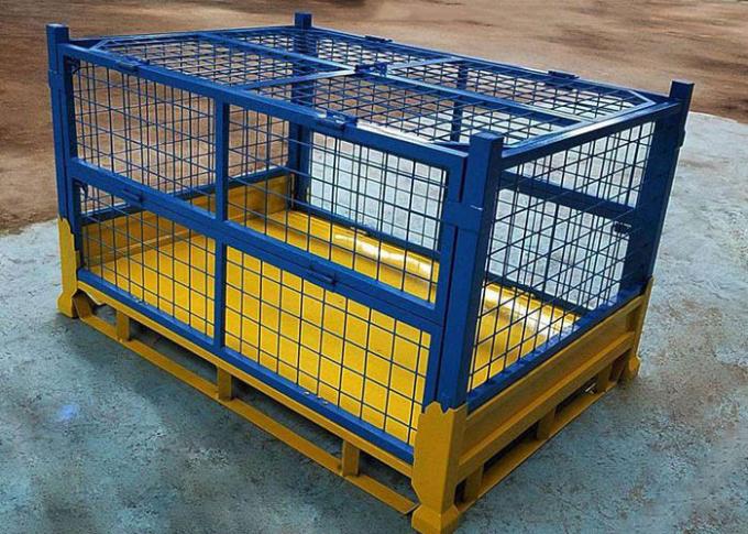 Collapsible Pallet Rack Cage Lockable Stillage For Warehouse Storage